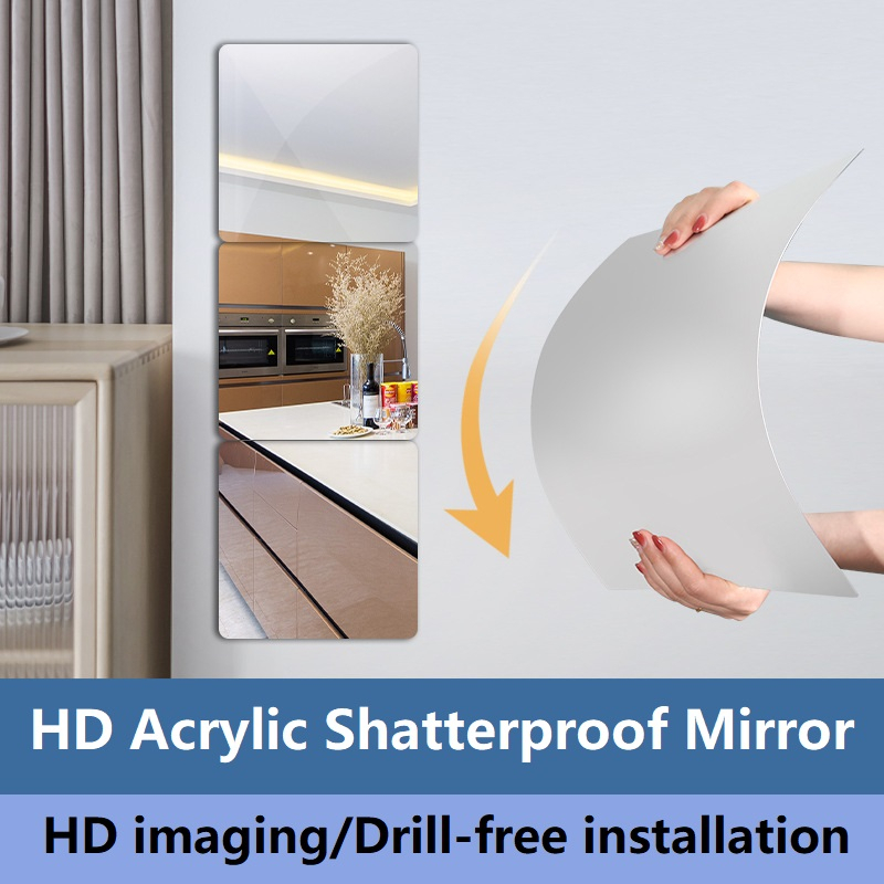 DIY HD Mirror Wall Sticker Acrylic Stitching Mirror Self Adhesive ...