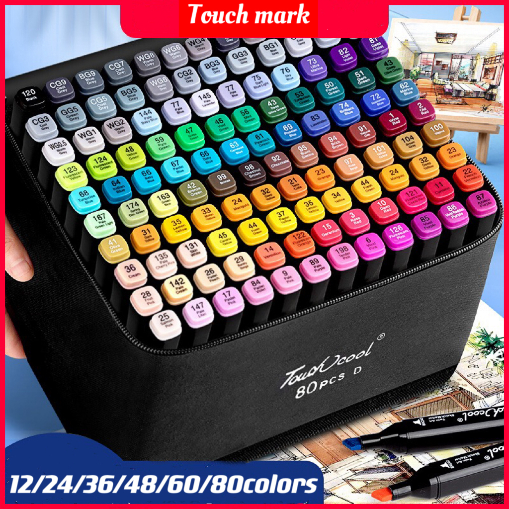 Touch Markers Pens 12/24/36/48/60/80 Colors Dual Tip Markers Permanent ...