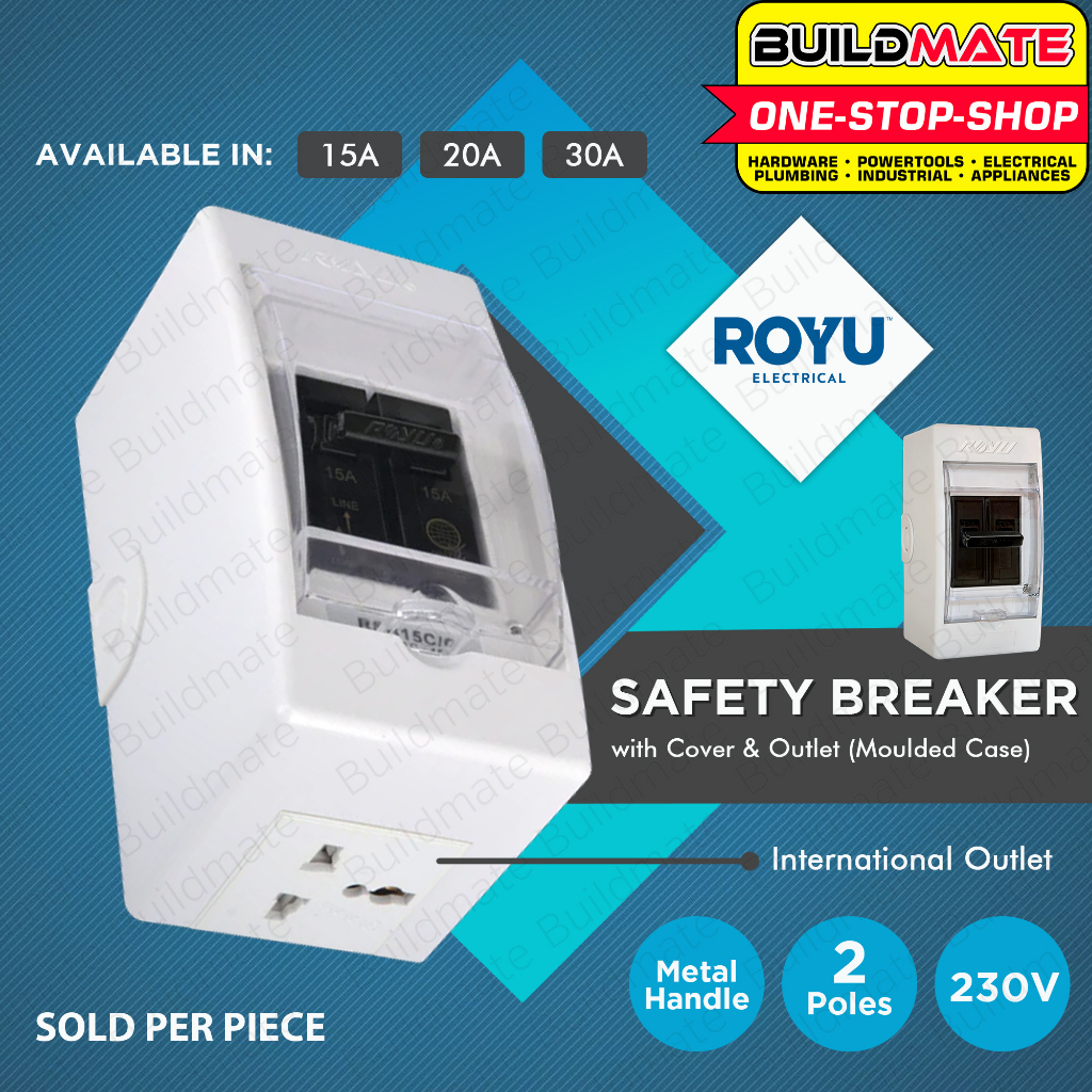 BUILDMATE Royu Safety Breaker with Cover & Outlet 2 Pole 15A | 20A ...