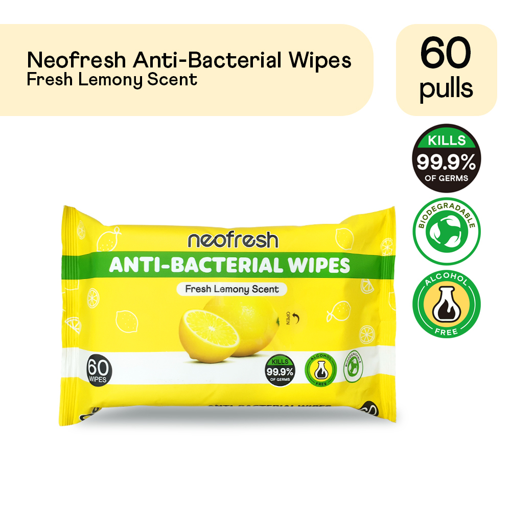 Neofresh Anti-Bacterial Wipes - Lemon Scent 60pcs | Shopee Philippines