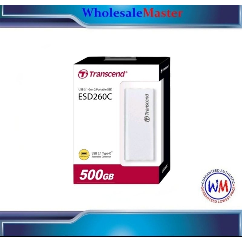 Transcend 500GB ESD260C USB 3.2 Gen 2 Type C Portable Solid State Drive ...
