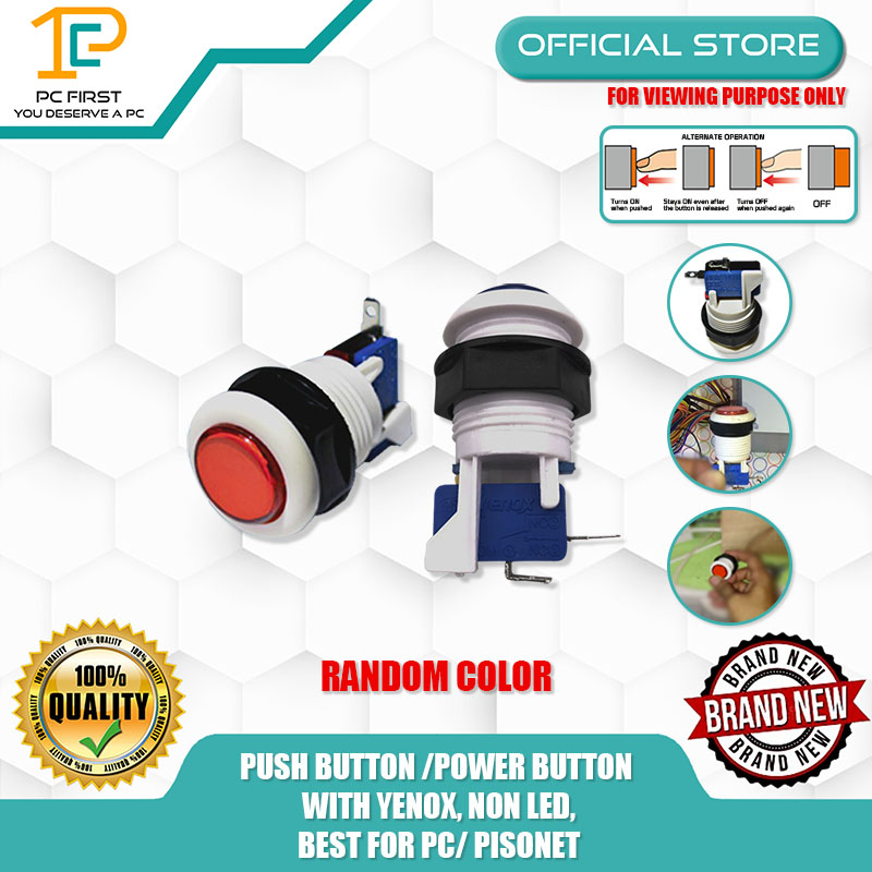 PUSH BUTTON /POWER BUTTON WITH YENOX, NON LED, BEST FOR PC/ PISONET ...
