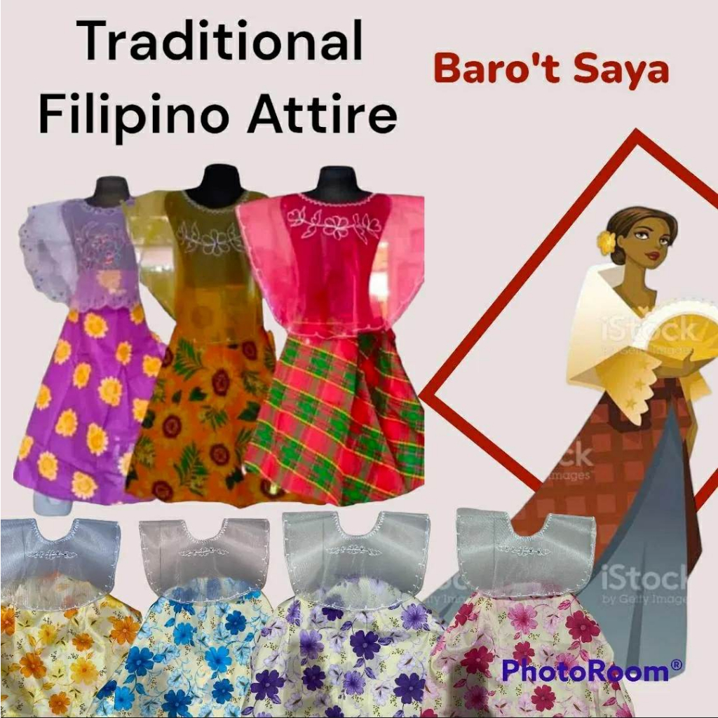 Kimona Nylon and Floral Saya (Filipiniana Set | Maria Clara | Buwan ng ...