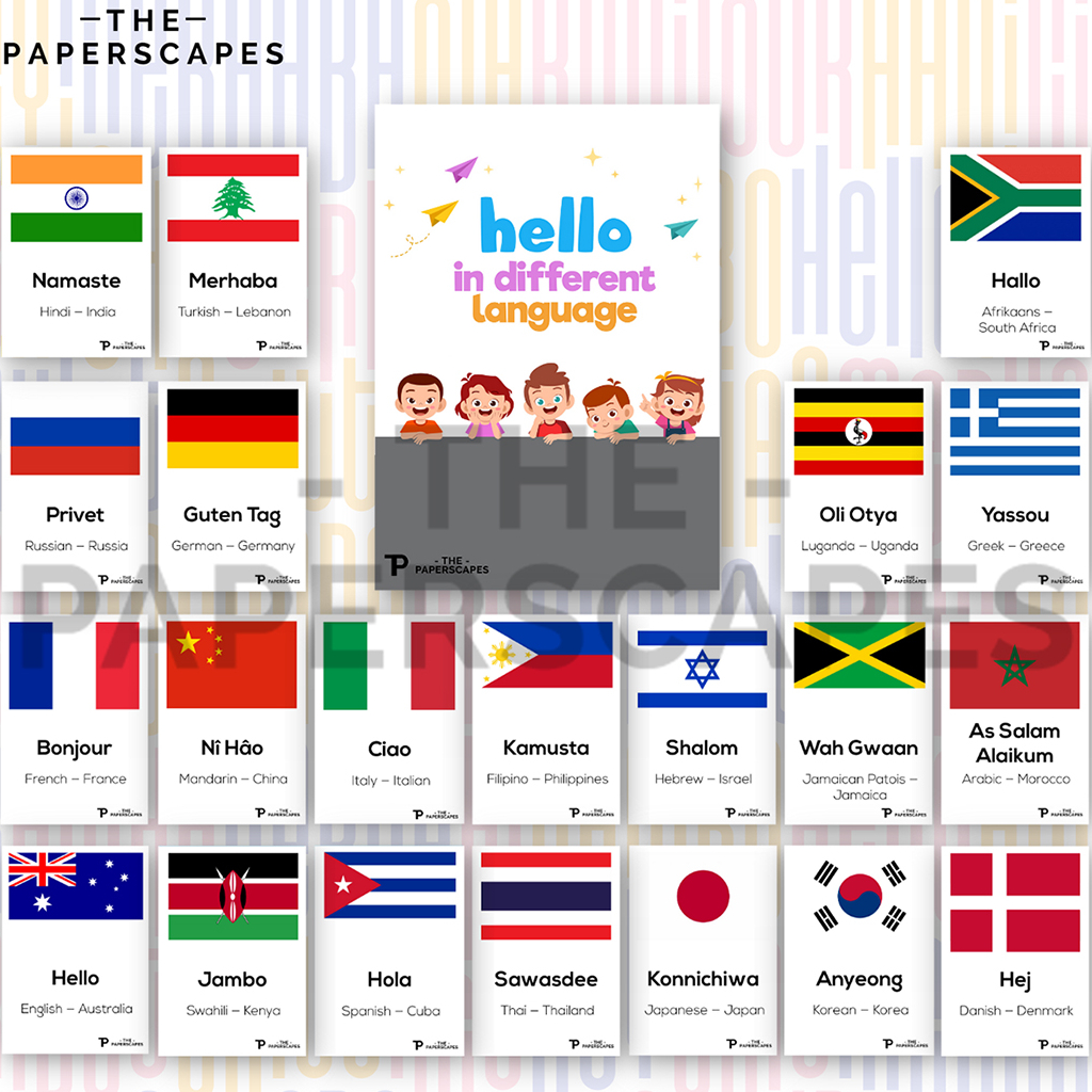 'HELLO IN DIFFERENT LANGUAGES' Fully Laminated Educational Flashcards ...