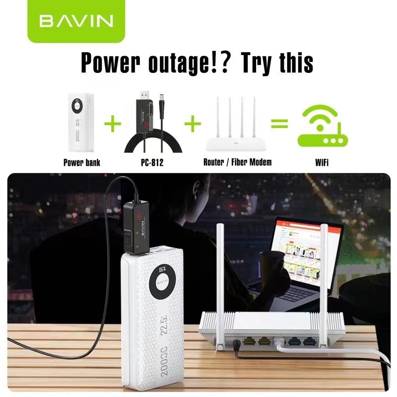 BAVIN Powerbank To Wifi Router Modem USB Booster Charging Cable DC 5V ...