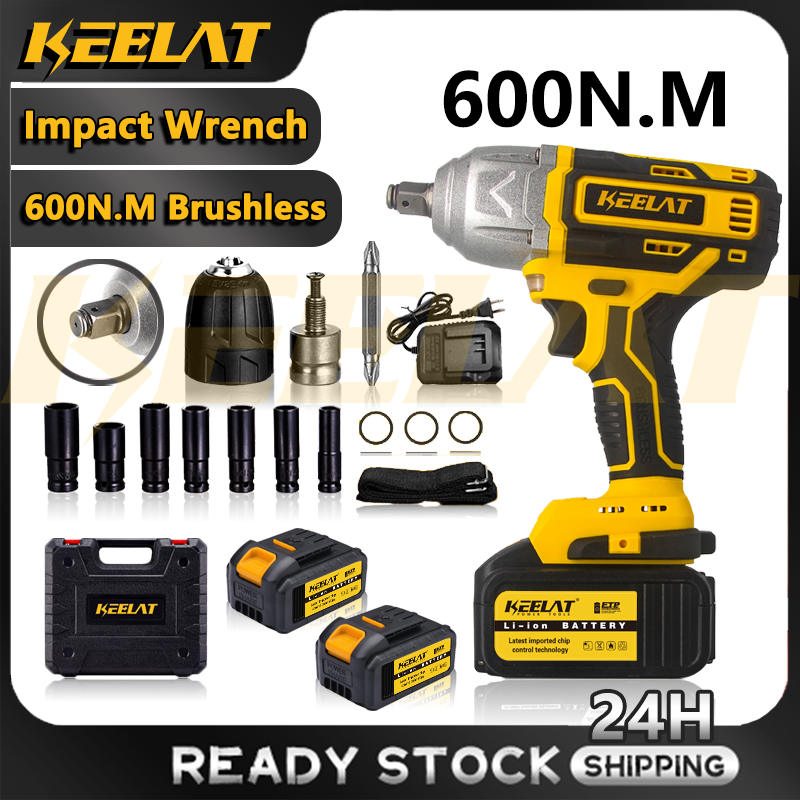 KEELAT Impact Wrench 600N.M Cordless Brushless Wrench1/2"1/4" Impact ...