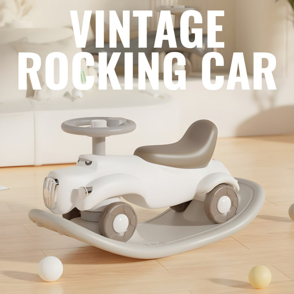 BYJ Vintage Car Rocking Chair and Walker with Lights for Kids Early ...