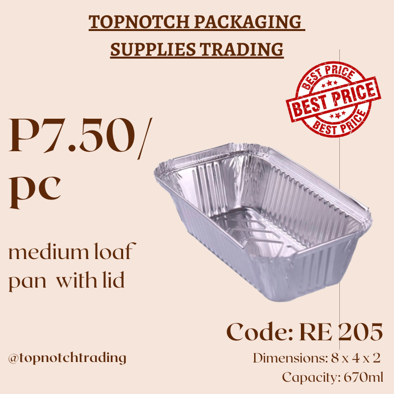 RE205 8x4 Aluminum Medium Loaf Tray / Pan with Free Clear Lid (50pcs ...