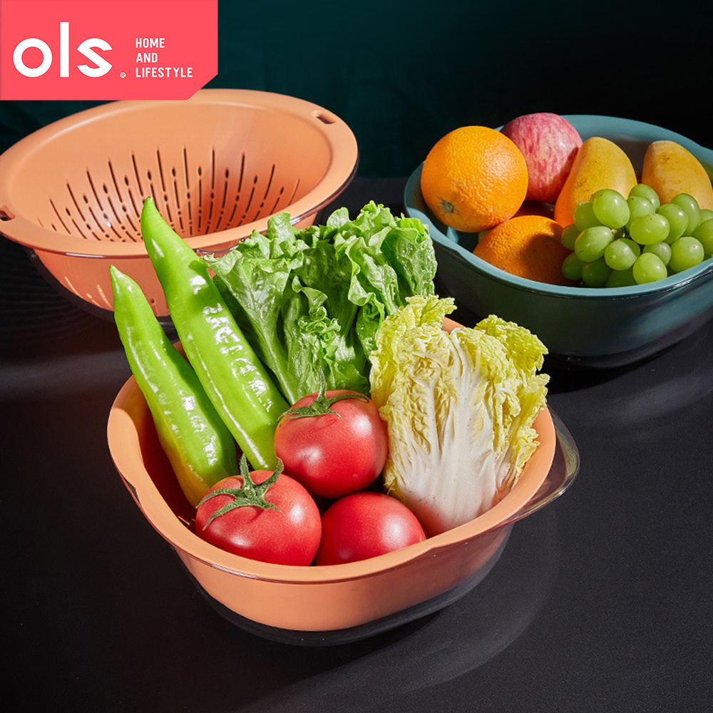OLS 2in1 Colander Vegetable Fruit Strainer Two-way Food Drainer Fresh ...