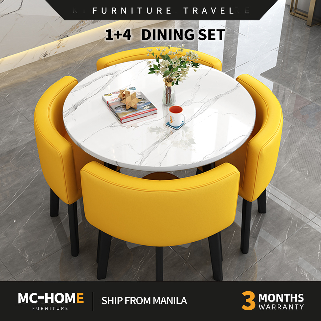 MC&HOME 4 Seats 80CM family dining table set coffee shop table ...