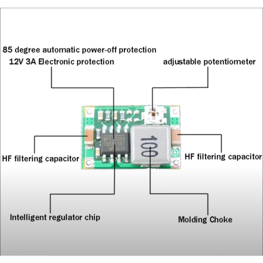 MINI 360 DC BUCK CONVERTER 2A STEP DOWN MODULE, 4.75V-23V to 1V-17V 17x11x3.8mm, RC AIRPLANE ...