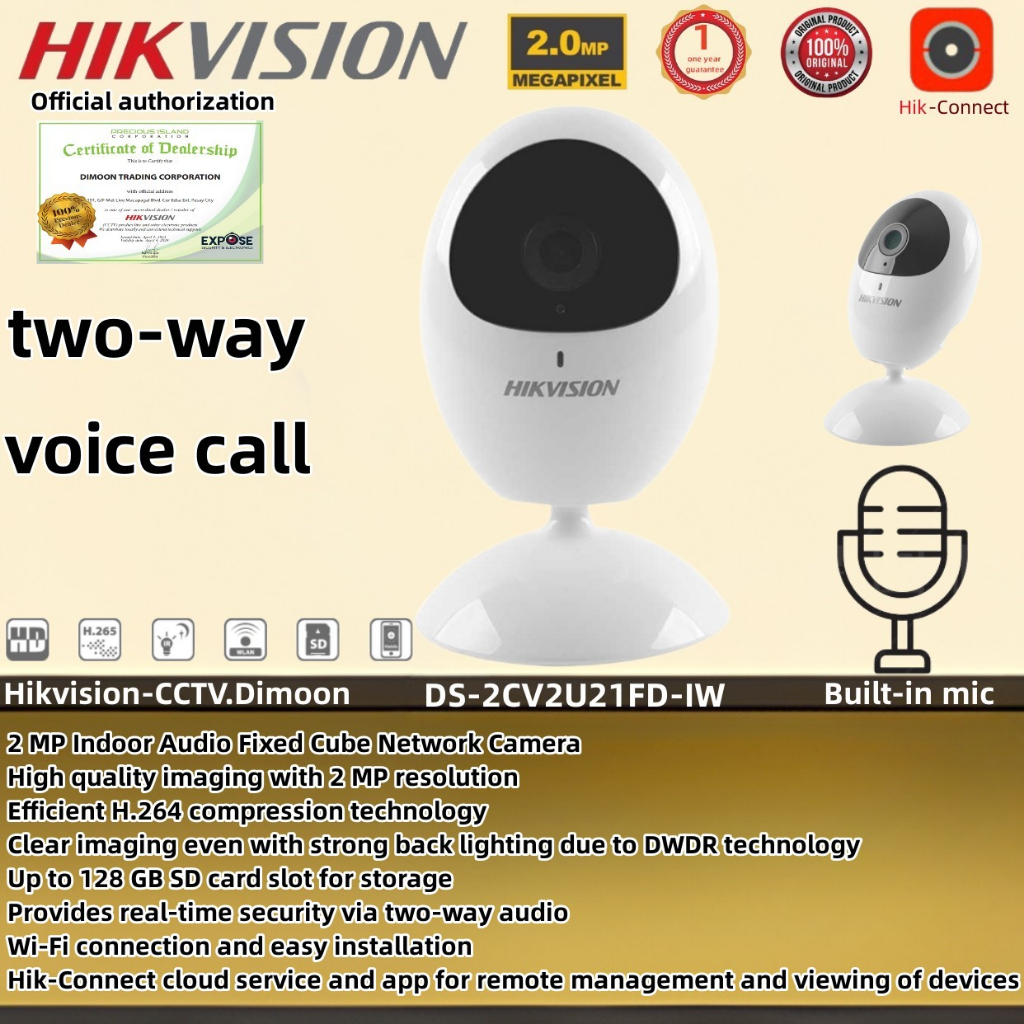 Hikvision 2MP HD Full-color Bullet Network Camera Indoor Audio WIFI ...