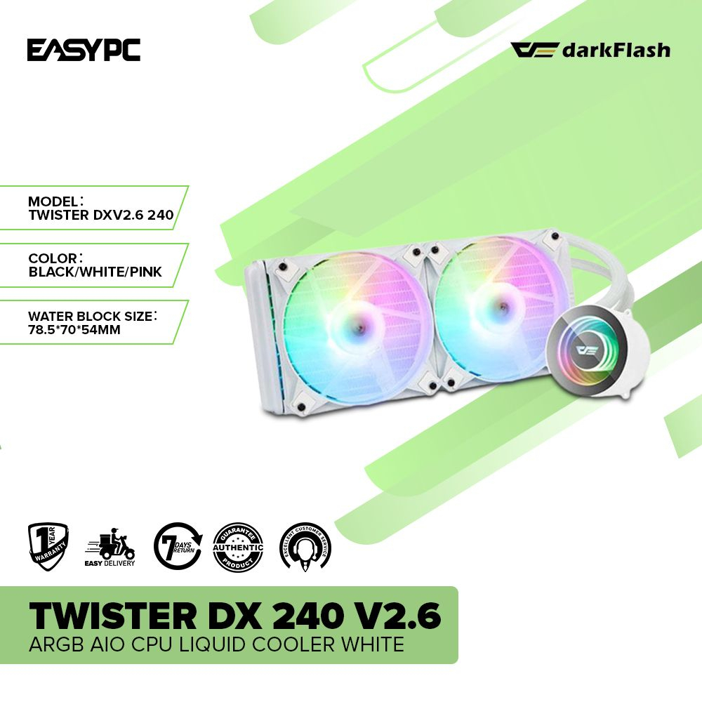 EasyPC | DarkFlash Twister DX 240 V2/V2.6 Black and White ARGB AIO CPU ...