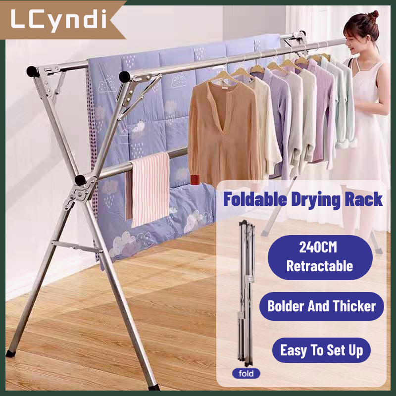 Clothes Rack Stainless Steel foldable sampayan ng damit heavy duty ...