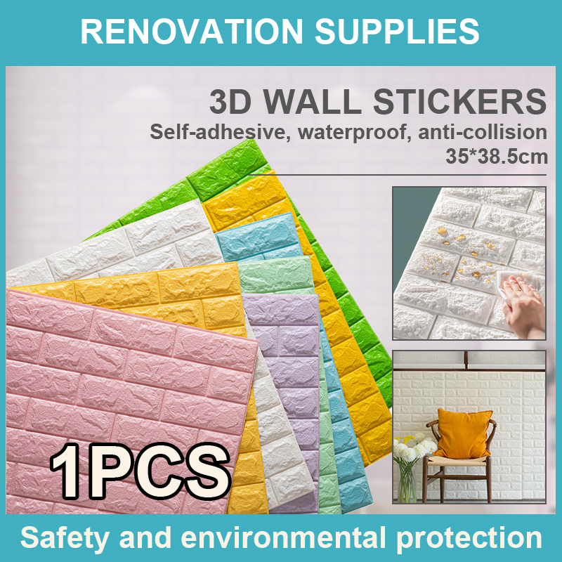 3D wall paper sticker 35cm*38cm water proof room decoration wallpaper ...