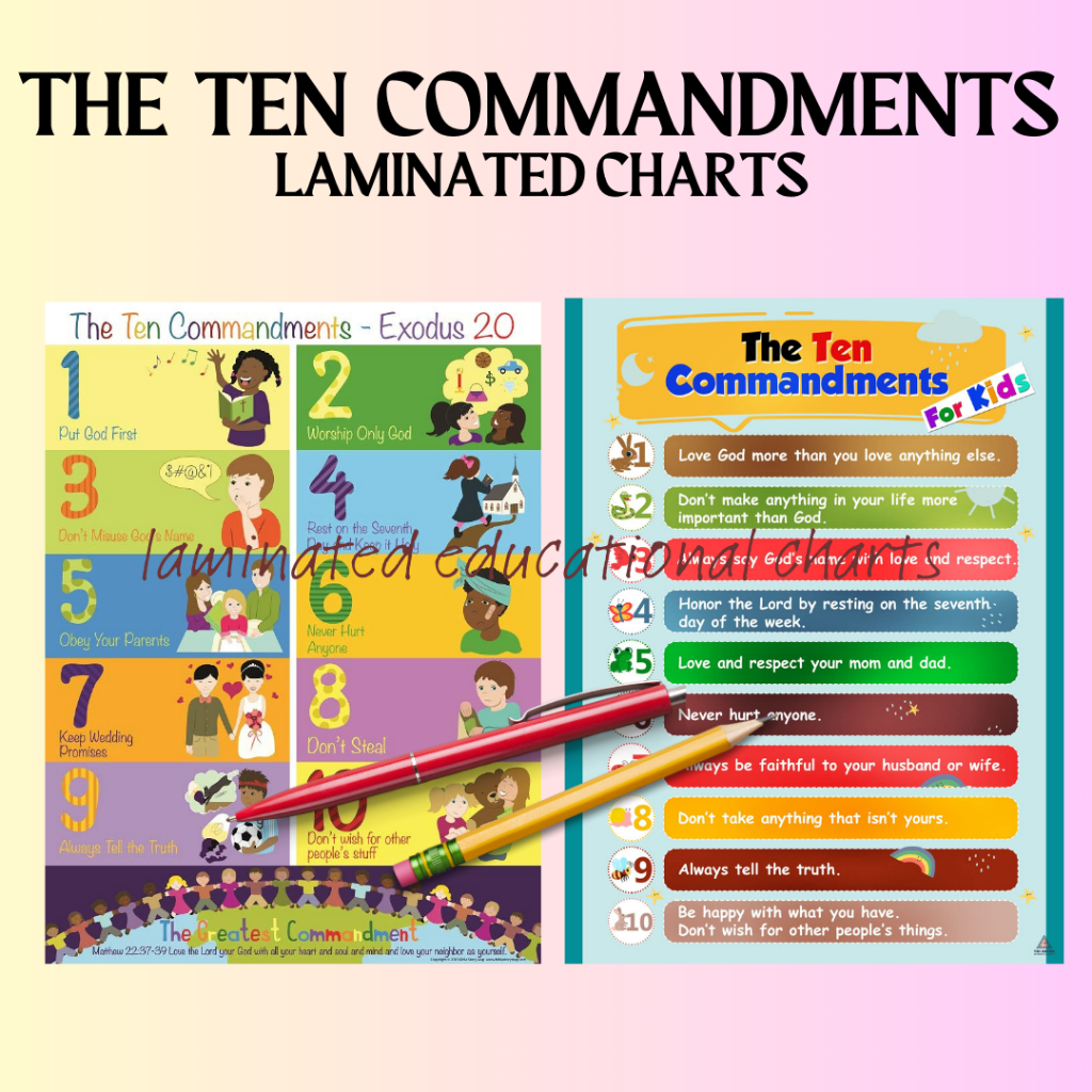THE TEN COMMANDMENT EDUCATIONAL CHARTS FOR KIDS | Shopee Philippines