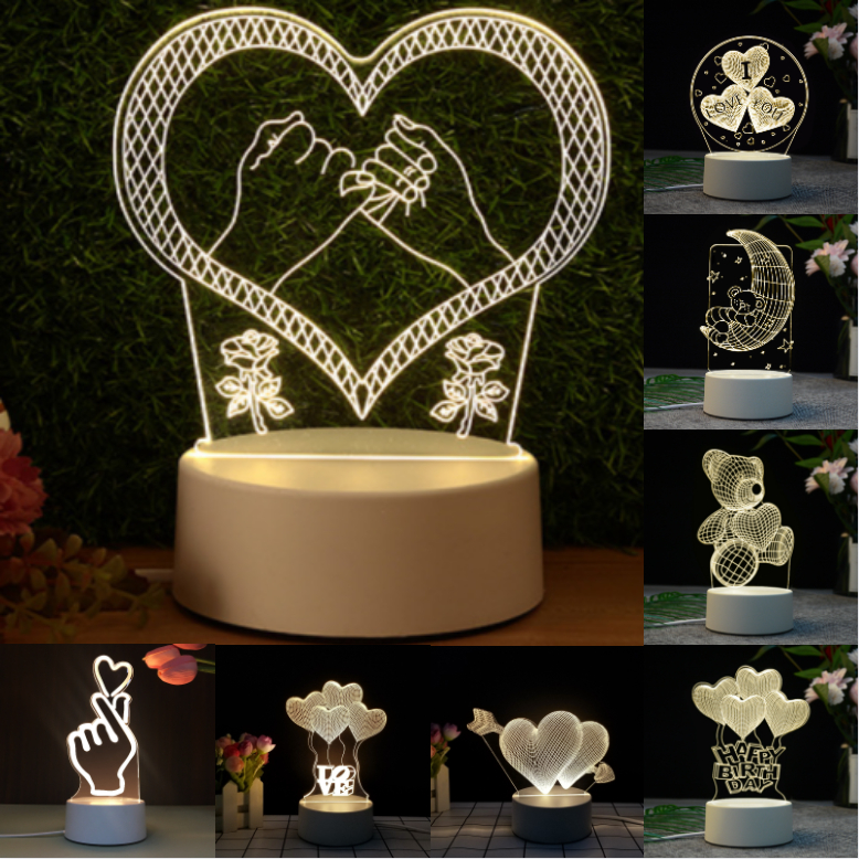 Best Creative Gift LED Acrylic 3D Night Lamp Bedroom Lamp Cute Cartoon ...