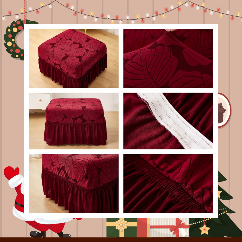 ABJ*Universal elastic skirt lamb's wool foot stool cover sofa stool ...