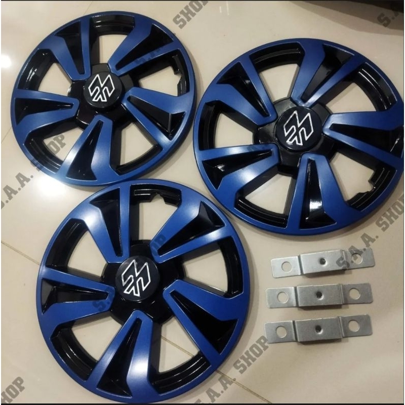 RIM COVER SET (Blue 3pcs) for Bajaj RE, TVS king w/ center caps ...