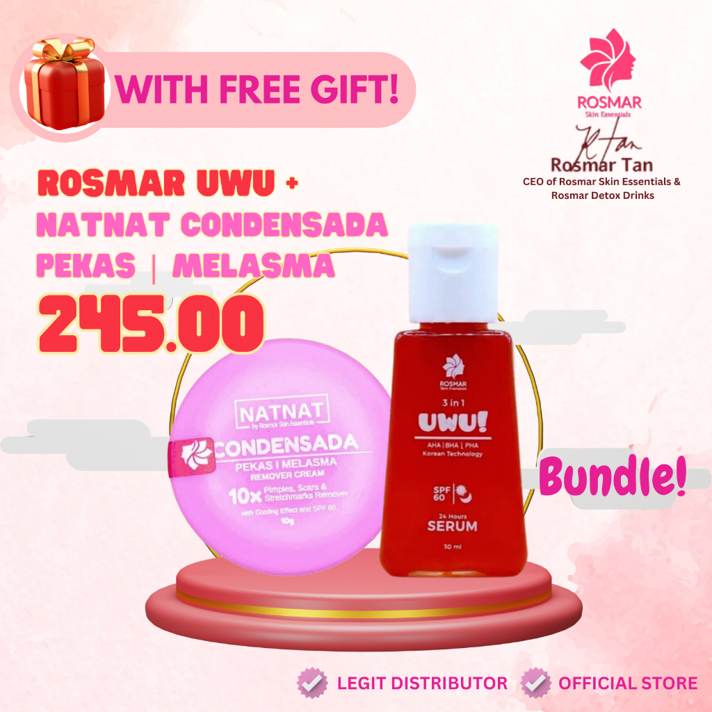 RBD | Authentic Rosmar Natnat Condensada Pekas Melasma Remover Cream + Uwu Serum - Bundle Promo ...