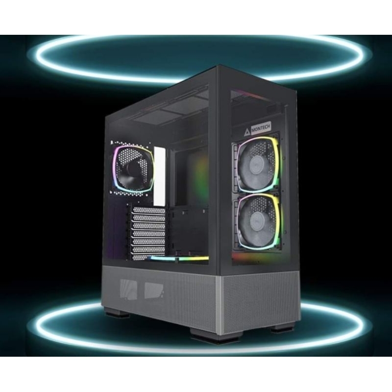 Montech Sky Two, Dual Tempered Glass, 4X PWM ARGB Fans Installed, ATX ...