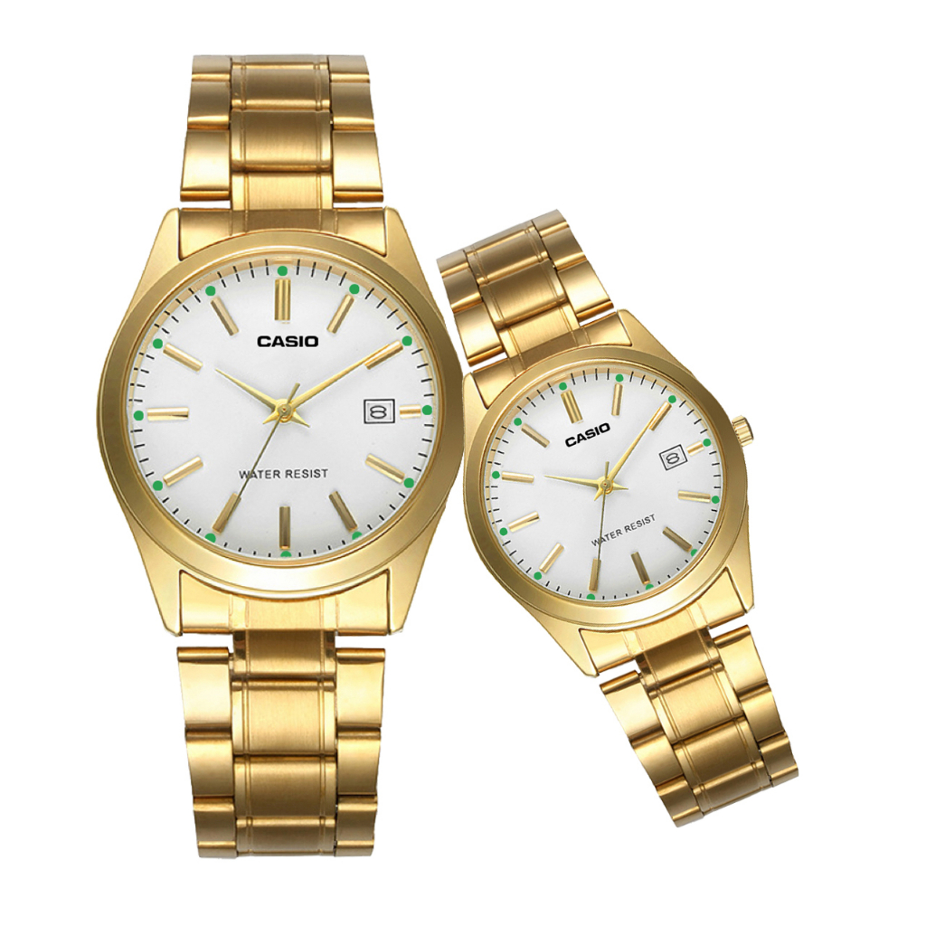 casio steel Gold couple watch with/date waterproof Date Day Couple ...