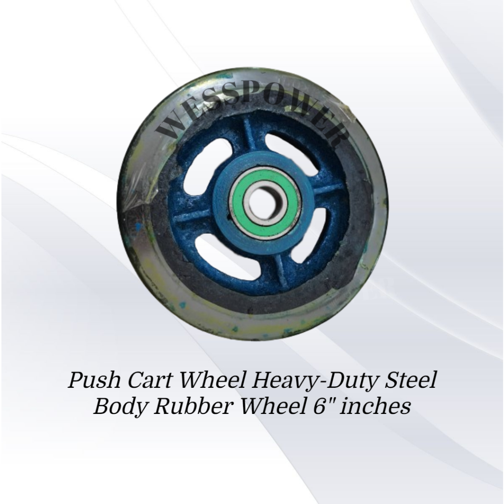WPT-5053 1 PIECE 6" inch Push Cart Wheel Heavy-Duty Steel Body Rubber ...