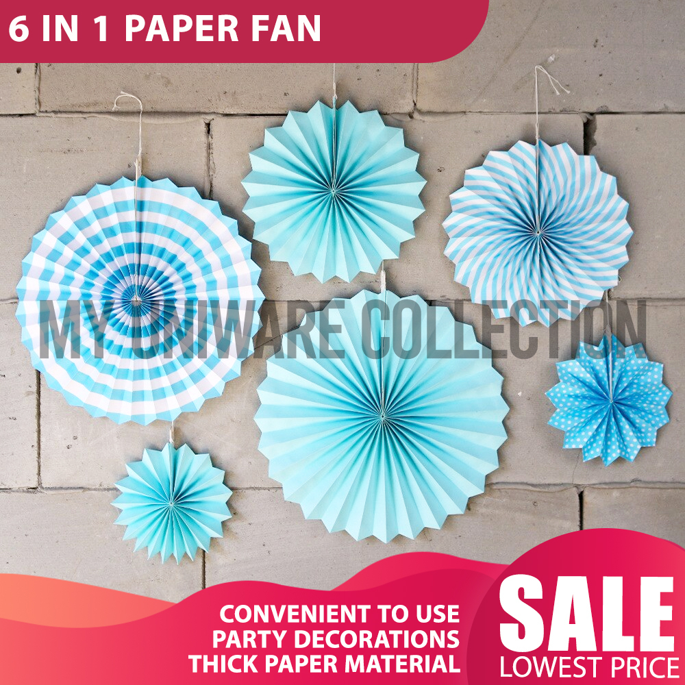 6 in 1 paper fan birthday party needs party decorations paper fan ...