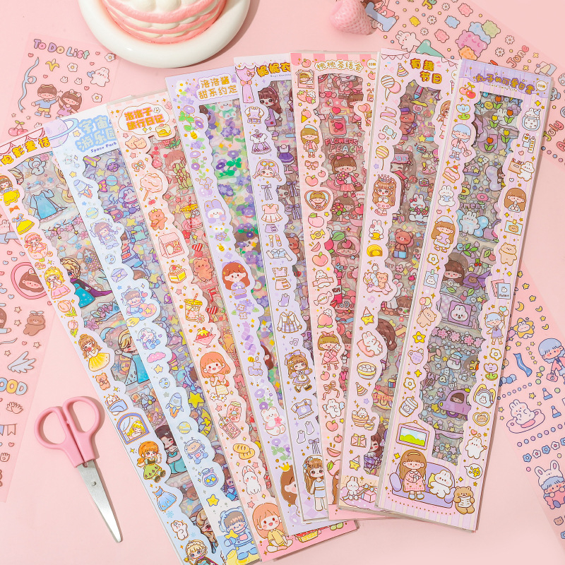 20 Sheet PET Strip Stickers Cute Cartoon Guka Hand Ledger Sticker Set ...