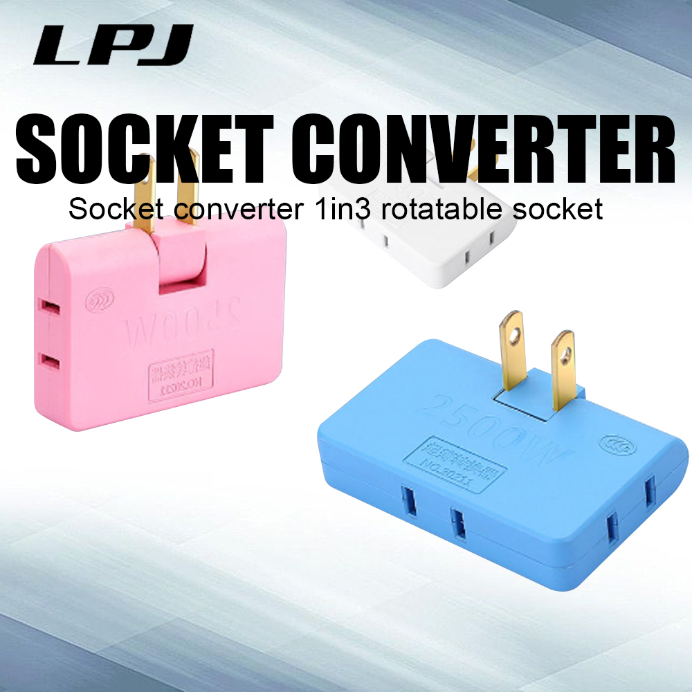 Rotatable socket converter 2500W. one to three 180 degree swivel socket ...