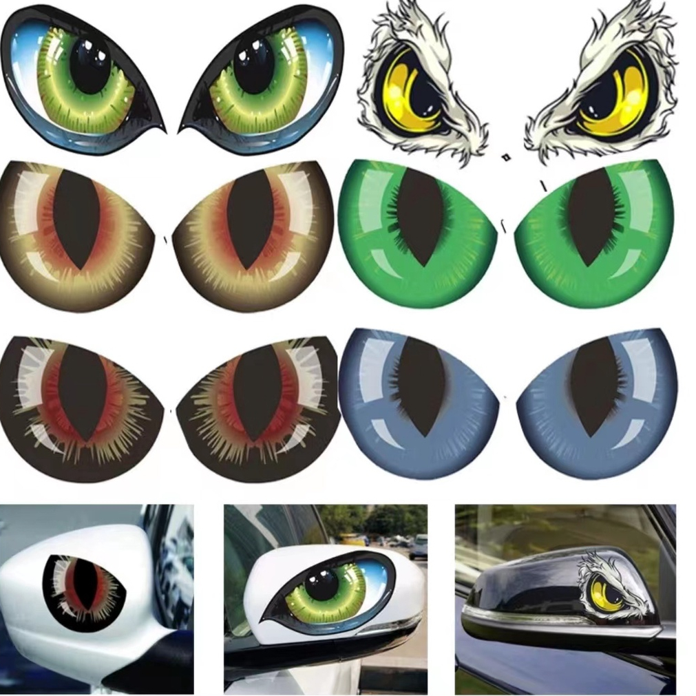 cod Car motorcycle universal reflective sticker Rearview mirror eyes ...
