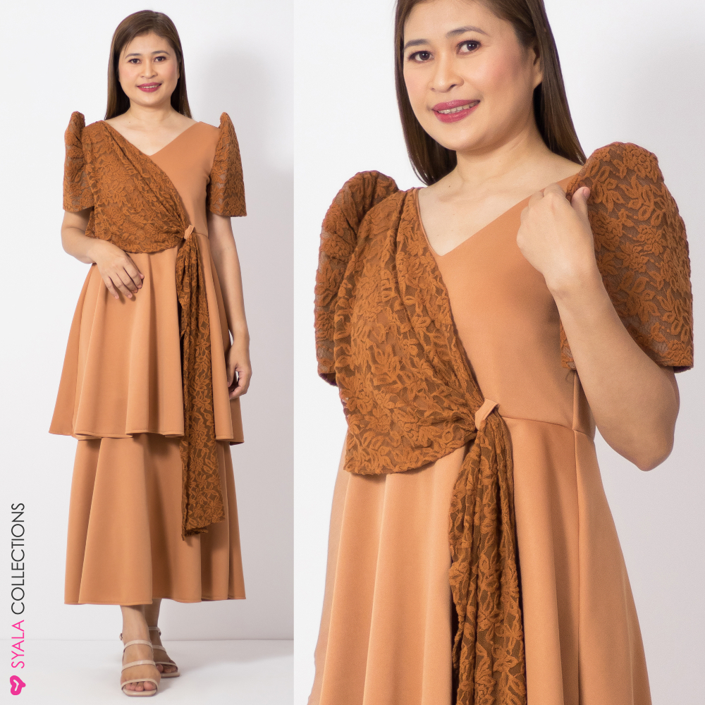 Filipiniana Double Layer Maxi Plus Ceremony Oath Taking Wedding Plain ...