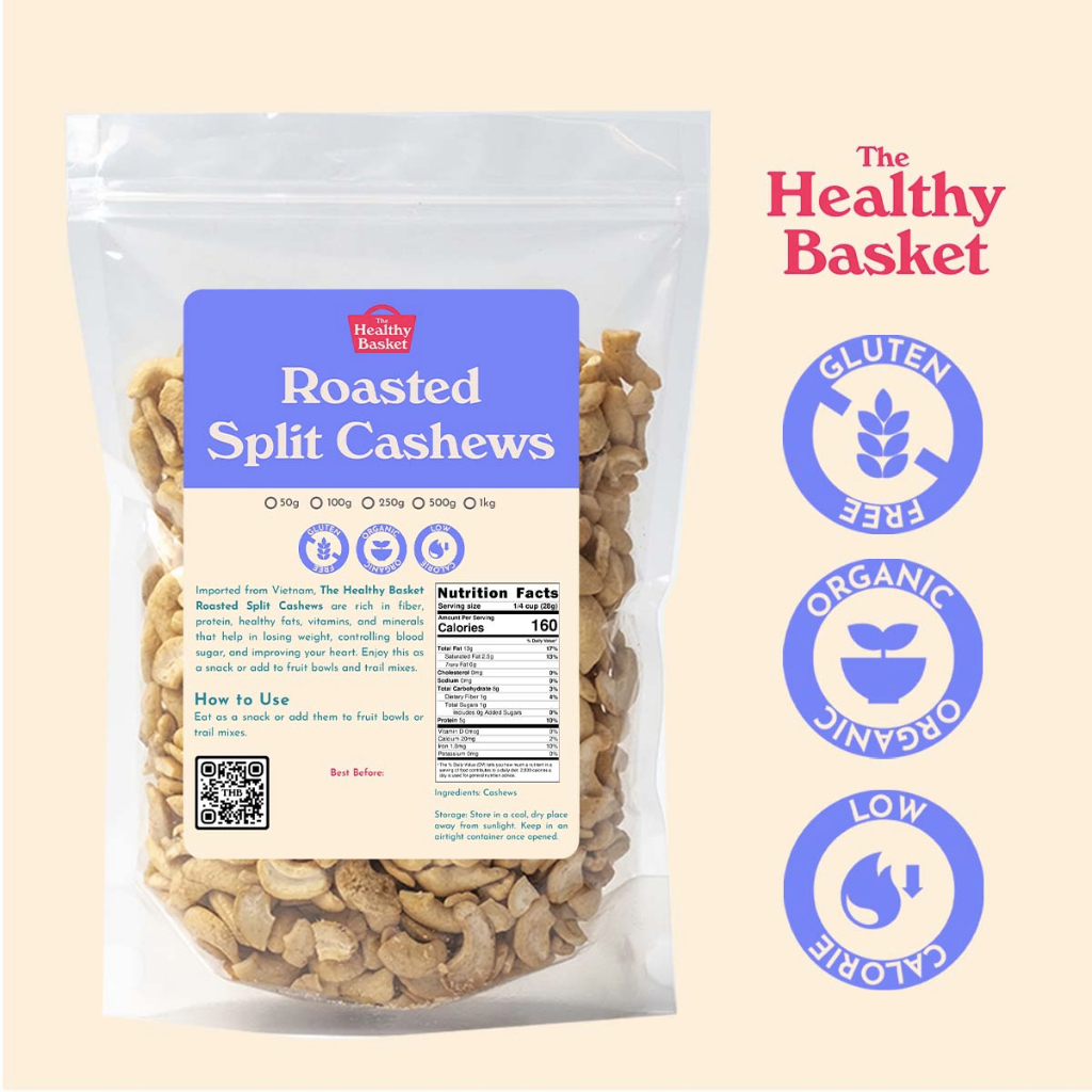 Healthy Basket Roasted Split Vietnam Cashews (250g, 500g & 1kg ...
