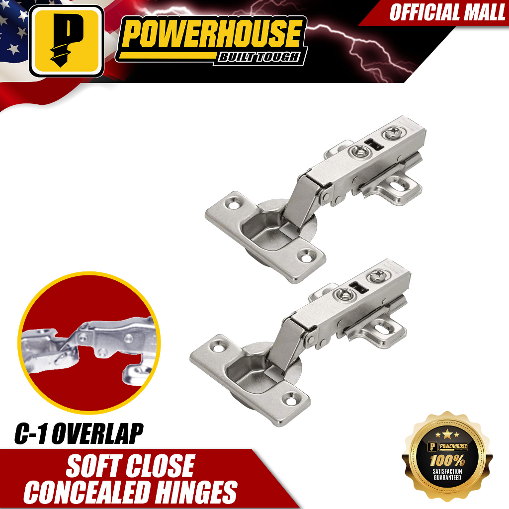 POWERHOUSE USA Heavy Duty 2PCS Soft Close Hydraulic Concealed Hinges Cabinet Door SOLD BY PAIR ...