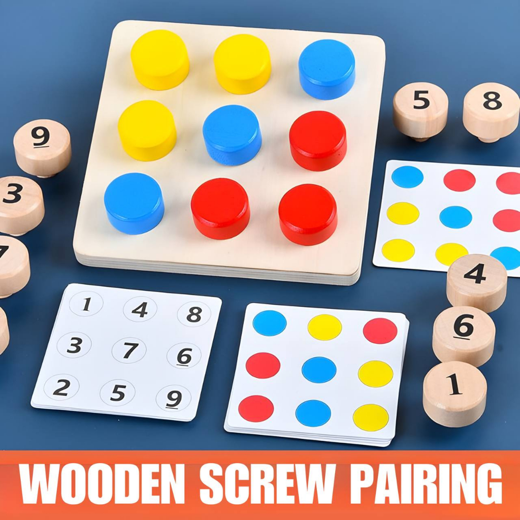 Wooden Screw Color Number Matching Game Toy for Kids by WISHLAND ...