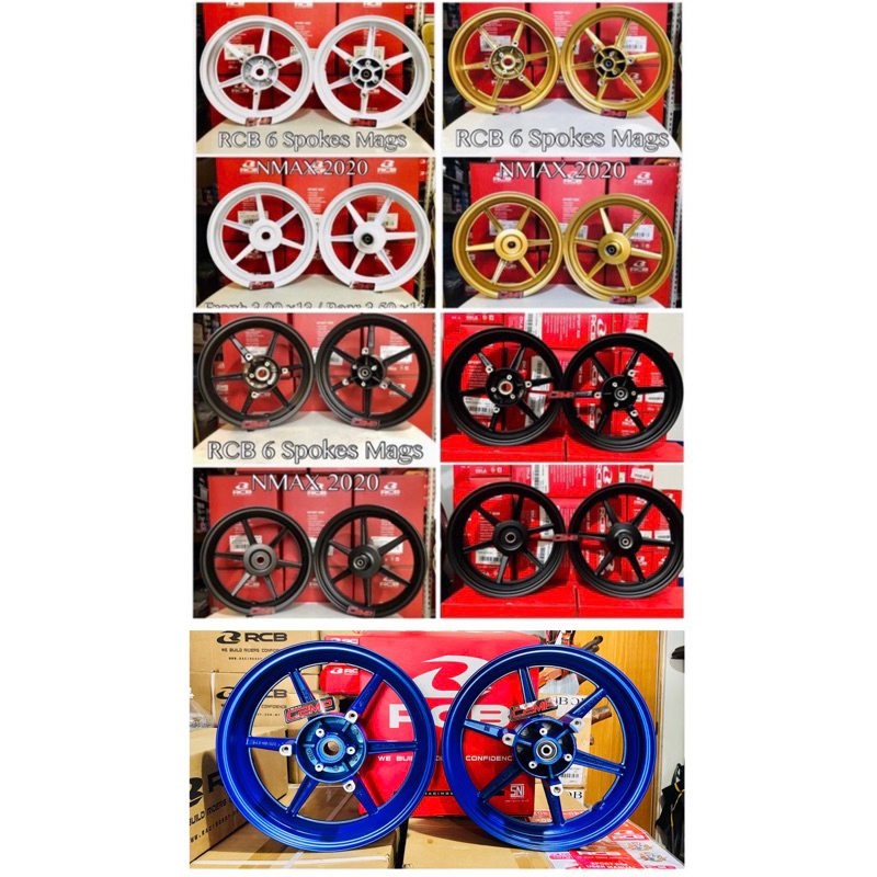 RCB 6 Spokes Mags NMAX 2020 V2 and 2.1 Front 3.00x13 Rear 3.50x13 ...