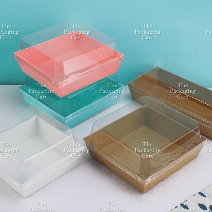 10pcs Disposable Dessert Square Packaging Cake Box Take Out Meal Clear ...