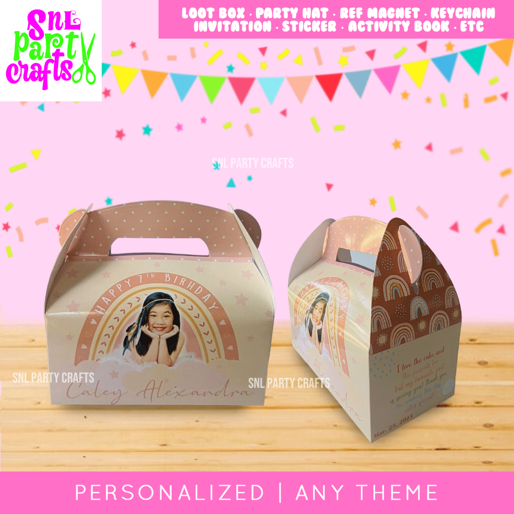 Boho Rainbow Loot box Souvenirs for birthday Personalized loot bag ...