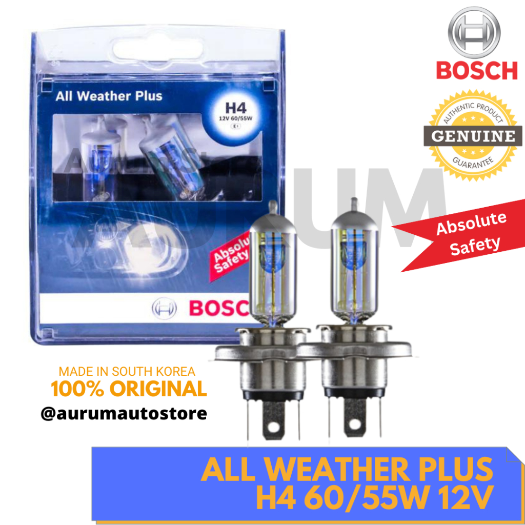 Bosch H4 All Weather Plus (Set of 2) 60/55W 12V Halogen Bulb 2800K 9003 | Shopee Philippines