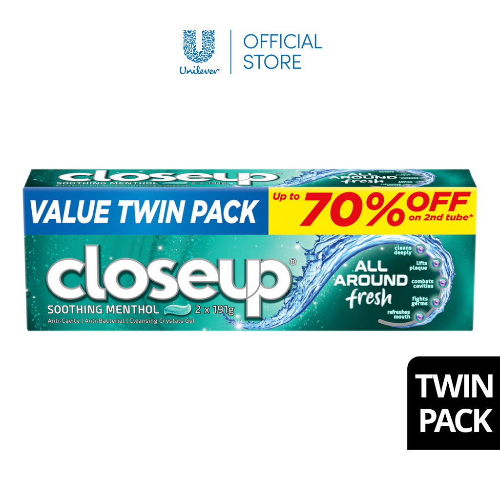Closeup All Around Fresh Gel Toothpaste Soothing Menthol 191g Twin Pack ...