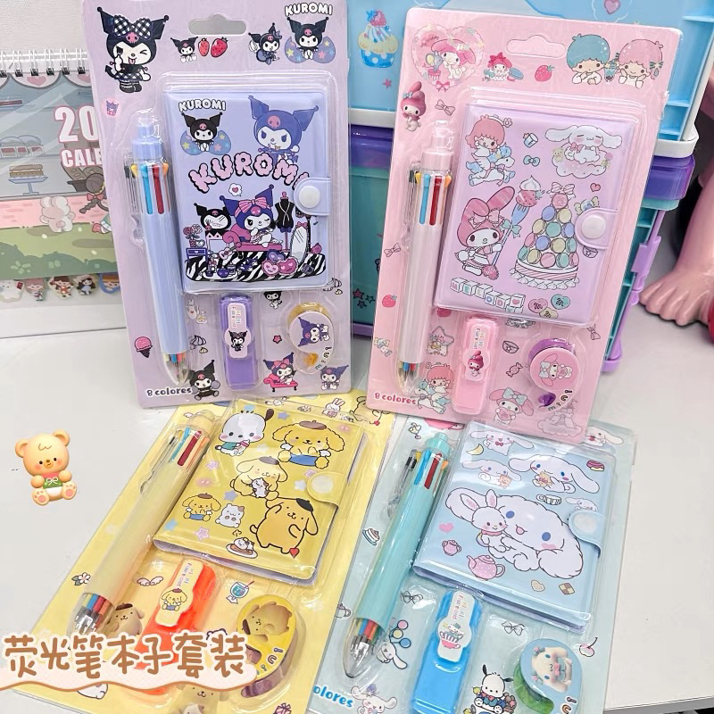 Notebook with pen sticker button buckle cute word book student children ...