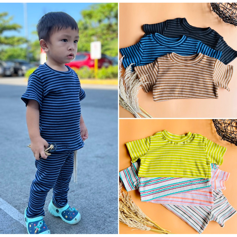 STANDARD Striped Leggings & Shirt / Knitted Comfy Kids Basic Trendy ...