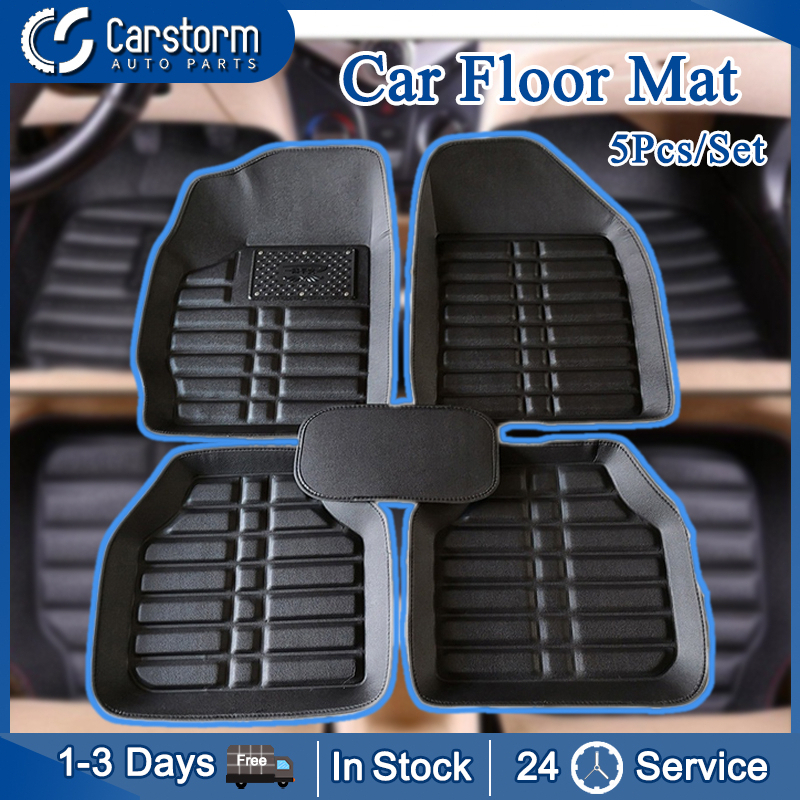 Carstorm 5Pcs/Set Car Universal Foot Pad PU Foot Pad Car Leather Floor ...