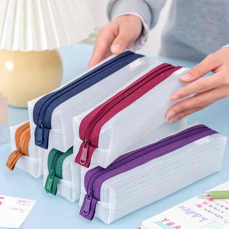 Mesh pencil case three-dimensional large capacity ins transparent ...