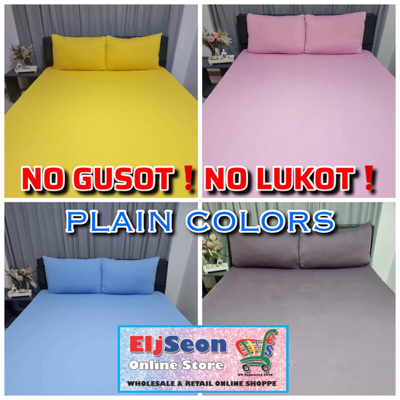 NO GUSOT NO LUKOT 3in1 Fitted Bedsheet PLAIN (B) Fully Garterized with ...