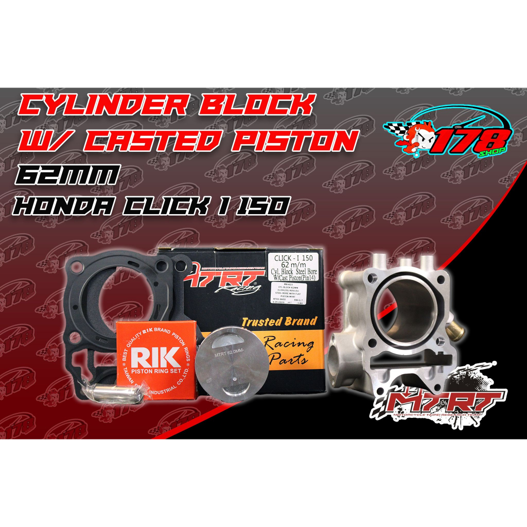 MTRT click 150 i block steel bore and chromebore (62MM) | Shopee ...