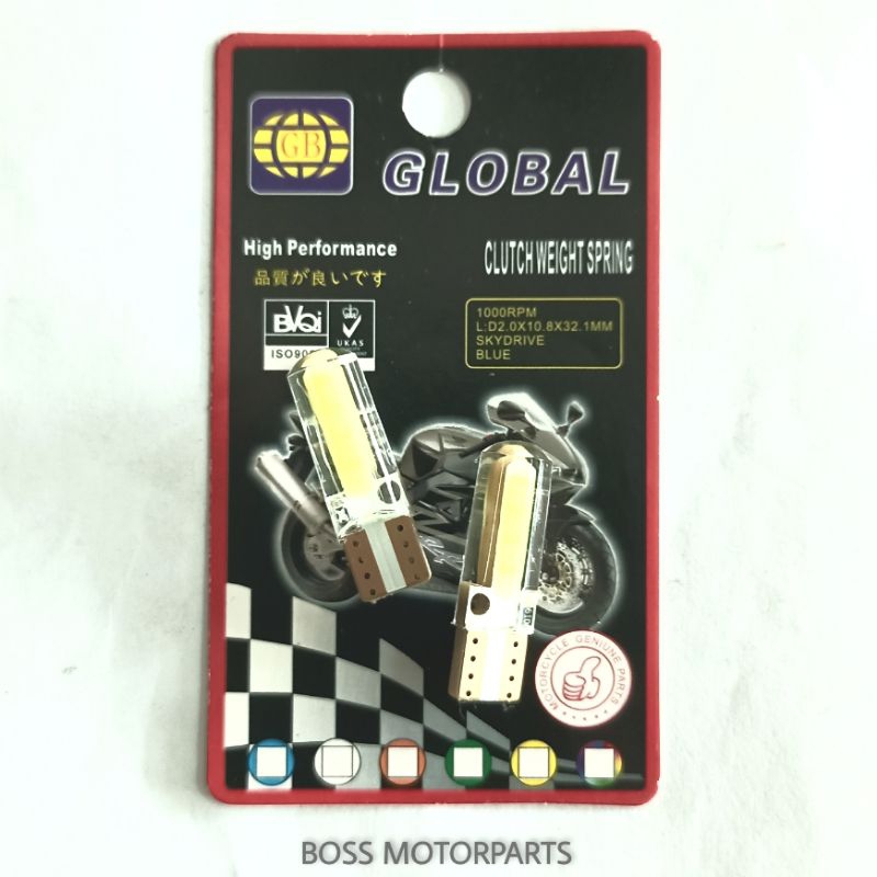 *GLOBAL T10 WHITE/BLUE LED PARK LIGHT PREMIUM GOLD PLATED, PEANUT BULB ...