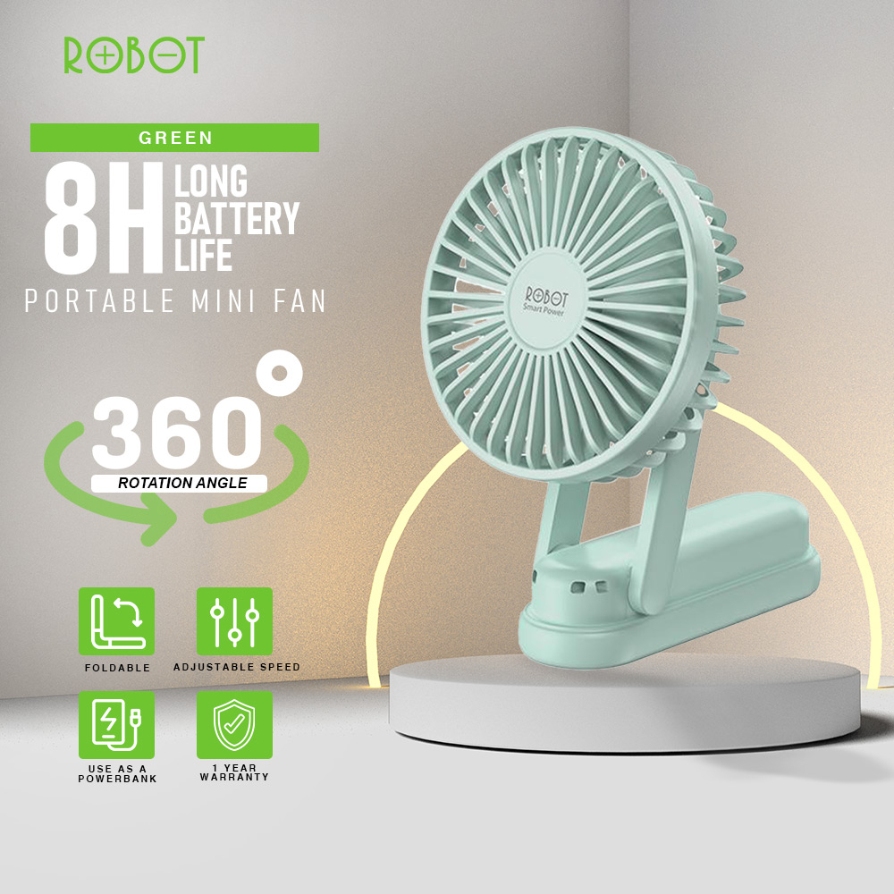 ROBOT Mini Electric Fan Rechargeable 2000mAh Portable Mini Fan 3 Speed ...