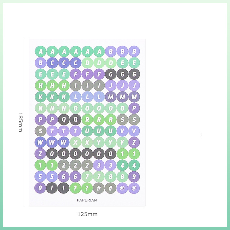 Color Alphanumeric Labels Circular Sticker 1Sheet Diary Scrapbooking ...
