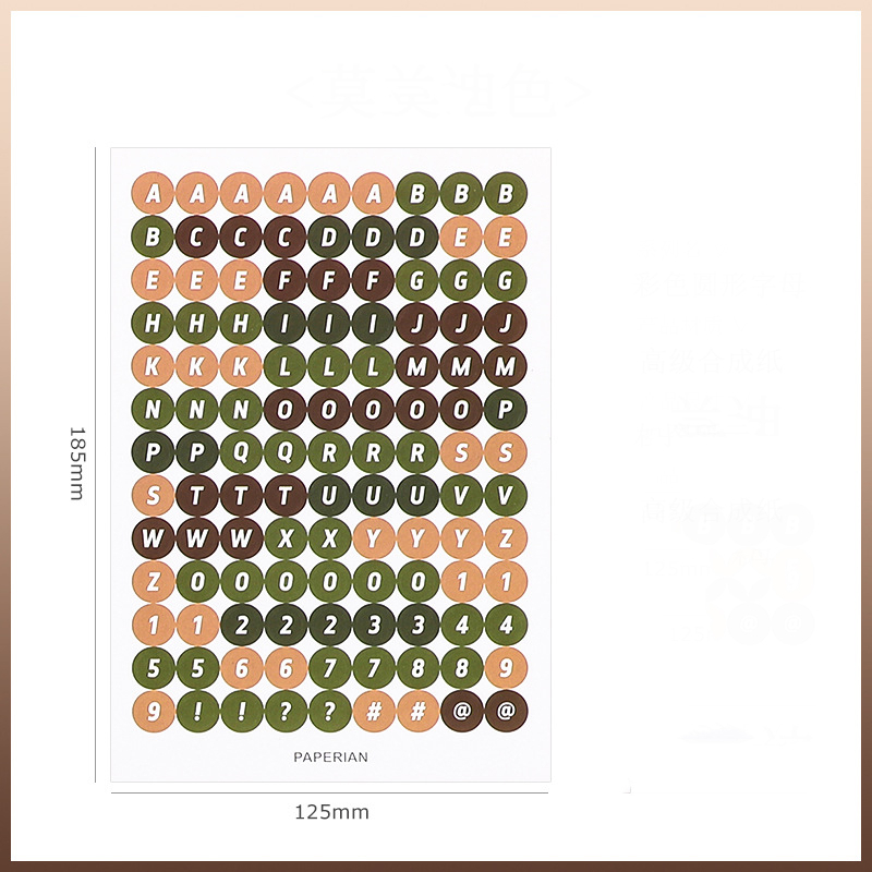 Color Alphanumeric Labels Circular Sticker 1Sheet Diary Scrapbooking ...